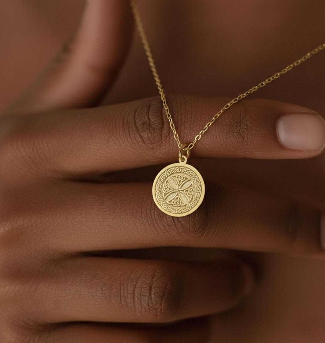 Celtic Cross Necklace: Gold Trinity Knot Pendant, Personalized Irish ...