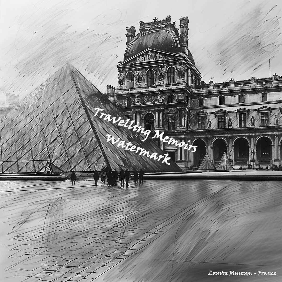 Digital Poster of Louvre Museum in France Using Charcoal Hatching ...
