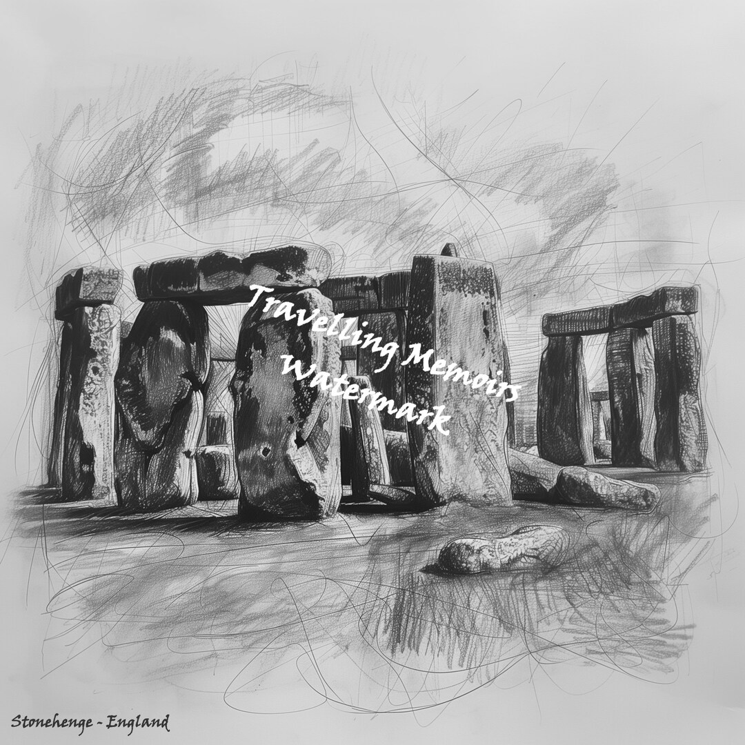 Digital Poster of Stonehenge in England Using Charcoal Hatching Sketch ...
