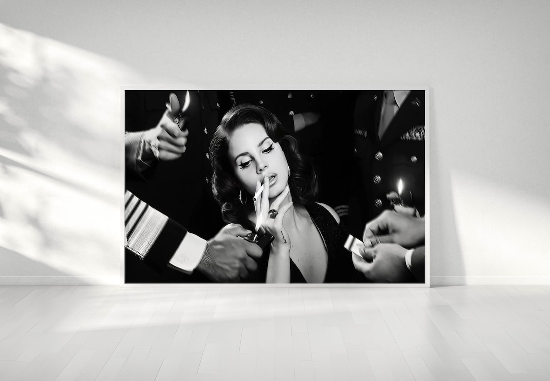 Lana Del Rey Poster, Black and White Smoking Cigarette Wall Art - Etsy