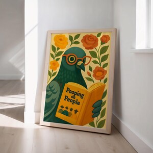 Funny Pigeon Poster - Bird Reading Funny Book - Funny Animal ...