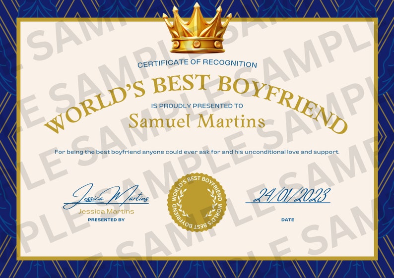 Customisable Certificate for Boyfriend, Husband or Partner, Funny Gift ...