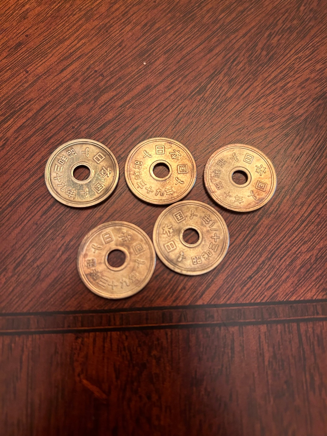 5 Yen Japanese Coins, Set of 5 for Decorating or Jewelry-making Free ...