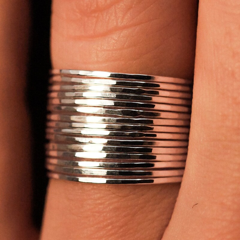 Silver Stack Ring - Etsy UK