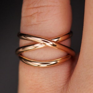 Infinity Spiral Ring, 14K Gold Fill Stacking Ring, Wrapped Criss Cross ...