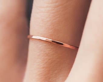 Rose Gold Ultra Thin Stacking Ring Super Skinny Extra Thin Thinnest Slender 14k Rose Gold Fill Stackable Delicate Threadbare .7mm Etsy