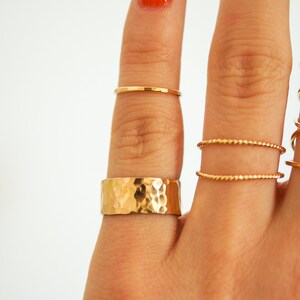 Classic Wide Band Pinky or Thumb Ring in 14K Gold Fill, Hammered Ring ...