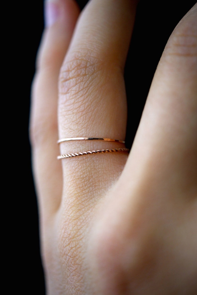 14K Rose Gold fill Twist stacking rings rose gold stack ring | Etsy