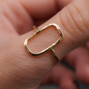 Rectangle Ring in 14K Gold Fill, Gold Square Ring, Hammered Ring ...