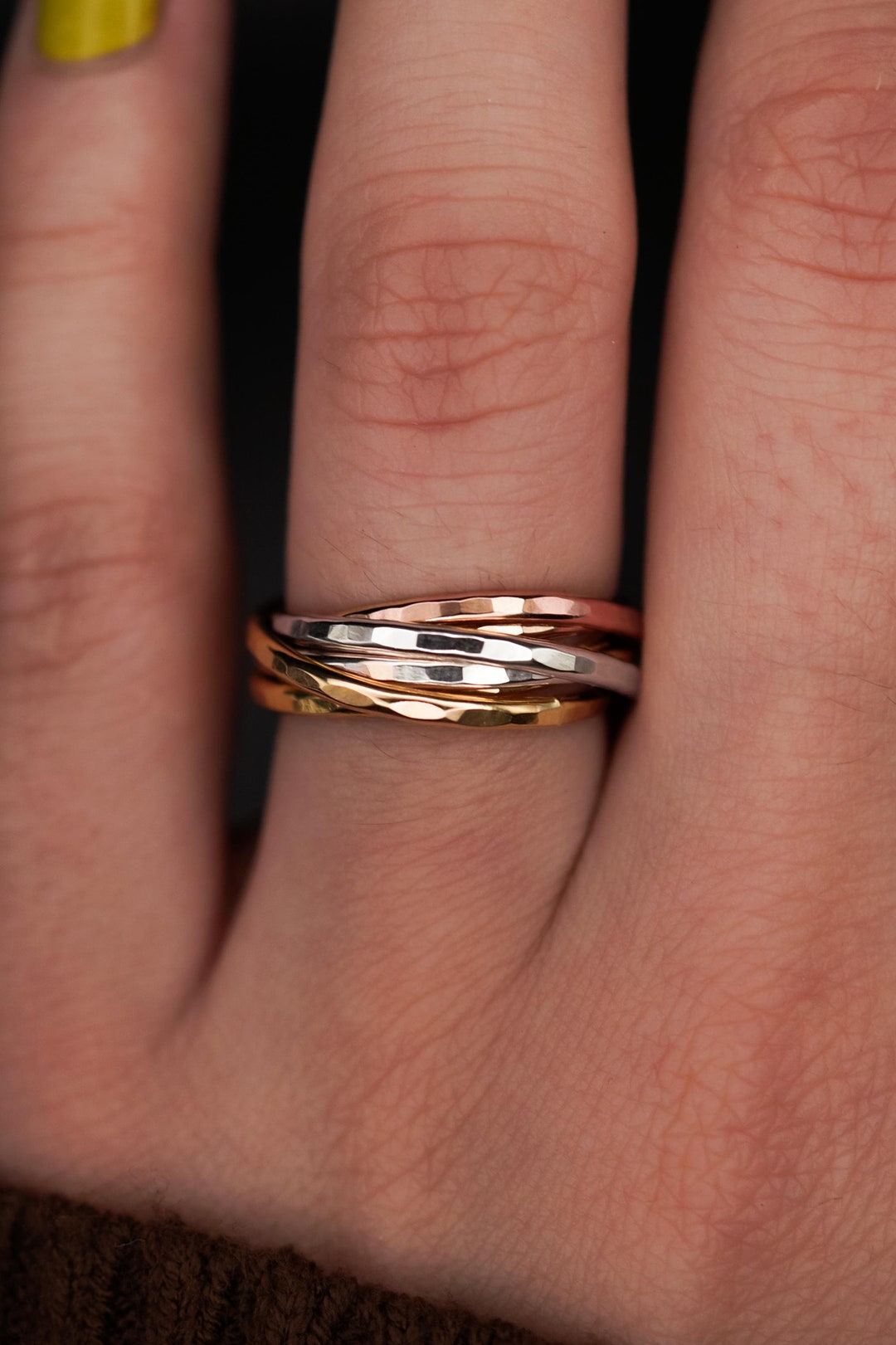 Thin Interlocking Set of 6 Rings | Rose Gold, Gold Fill, or Silver ...