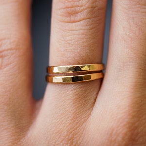 SOLID Extra Thick Stacking Ring | 14k Gold | Smooth, Hammered | Simple Stackable Subtle ...