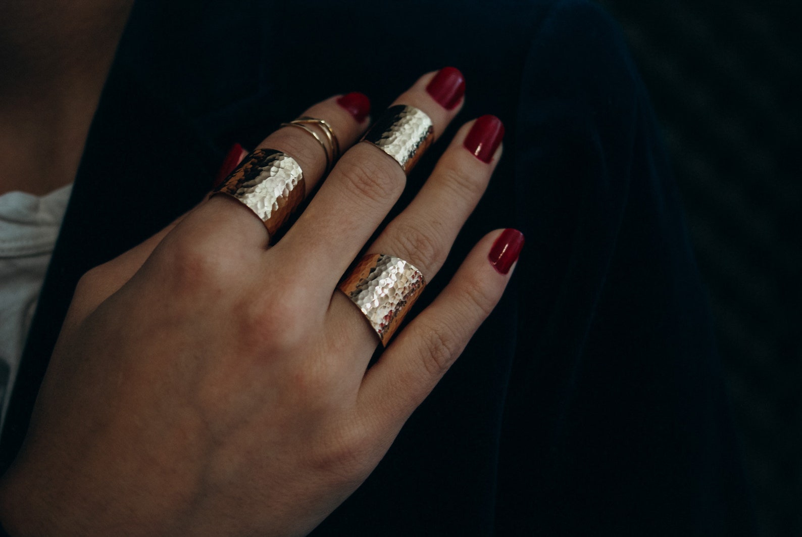Small Rounded Shield Ring in 14K Gold Fill Hammered Gold - Etsy