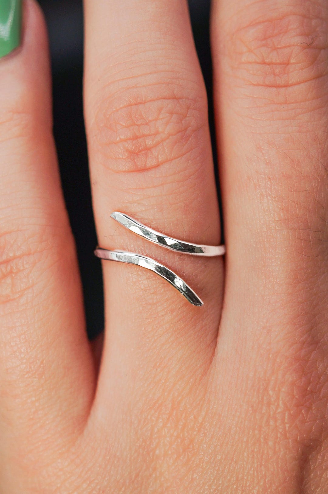 Open Curve Ring | Sterling Silver | Unsoldered Cuff Adjustable | Simple Refined Contemporary ...