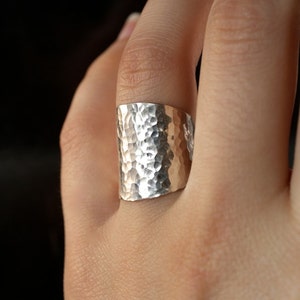 Small Rounded Shield ring in Sterling Silver hammered silver | Etsy