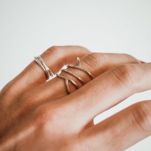 Curved Wraparound Ring in Sterling Silver, Wrapped Modern Statement ...