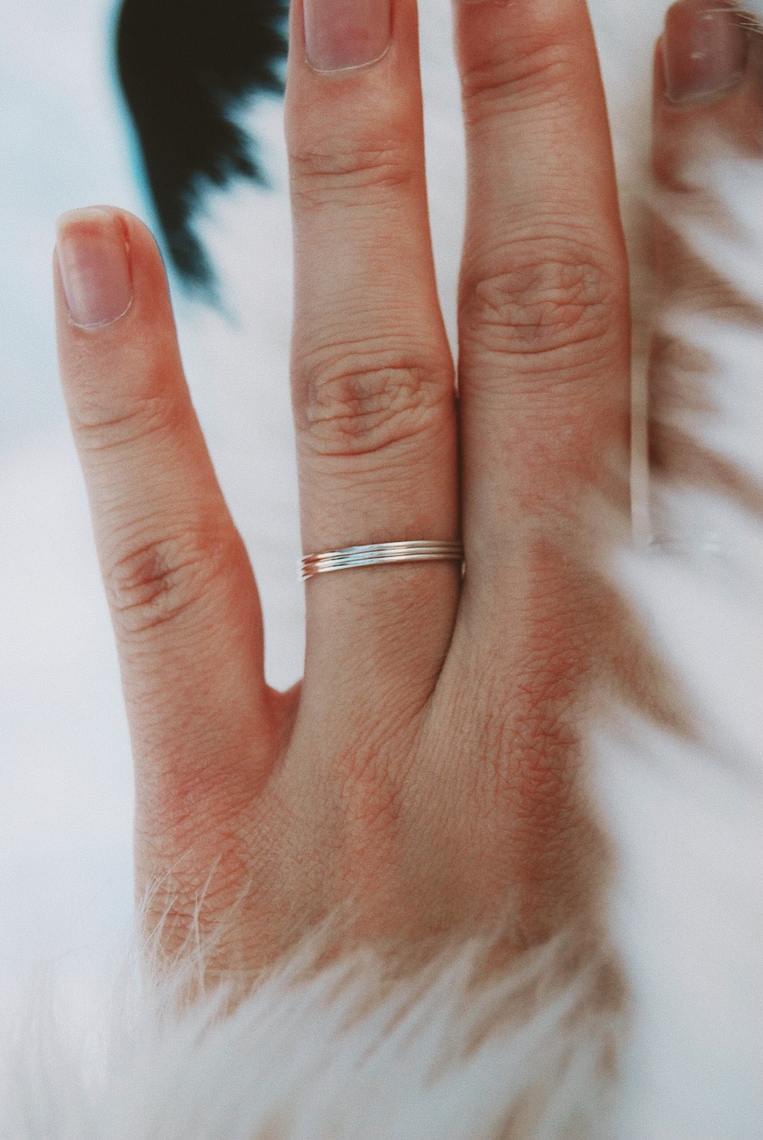 Ultra Thin Silver Thread Set of 3 Smooth Rings, Stacked Ring Set ...