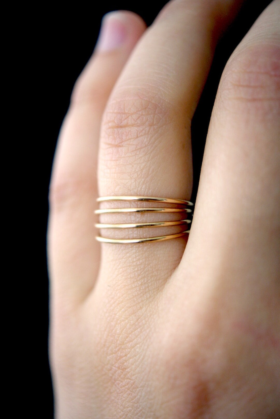Set of 4 SOLID 14K Gold Medium Thickness Stacking Rings Smooth or ...