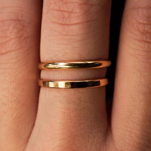 SOLID Extra Thick Stacking Ring | 14k Gold | Smooth, Hammered | Simple Stackable Subtle ...