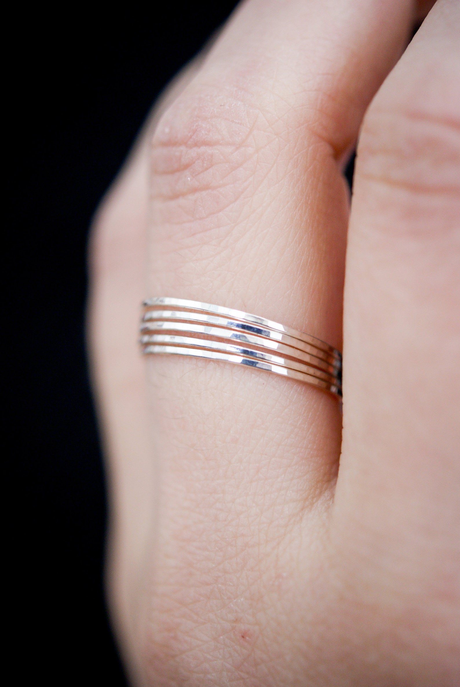 Sterling Silver Stack Ring Set of 5 Ultra Thin Skinny Silver - Etsy
