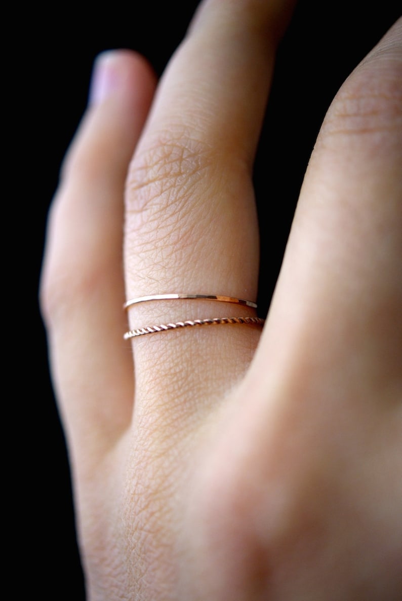 14K Rose Gold Fill Twist Stacking Rings Rose Gold Stack Ring - Etsy Canada