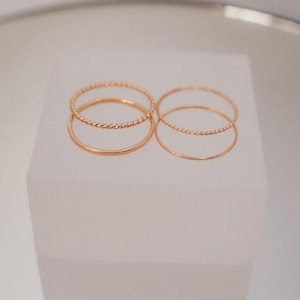 Dainty Rose Gold Stacking Ring Sets, Ultra Thin, Twist Rings, Stacked ...
