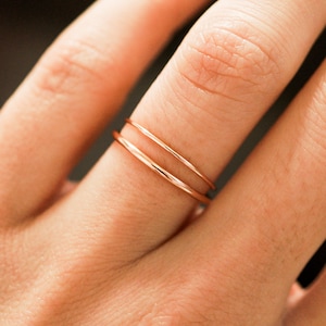 Ultra Thin and Thick Stacking Set of 2 Rings in 14K Gold Fill, Rose ...
