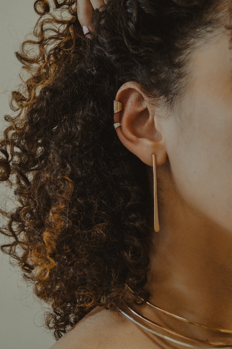 Shield Ear Cuff Earring in Sterling Silver, Hammered, Adjustable ...
