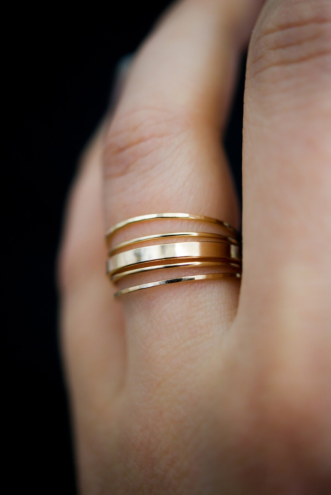 Set of 5 Thin and Extra Thick Stacking Rings Gold Fill Rose - Etsy