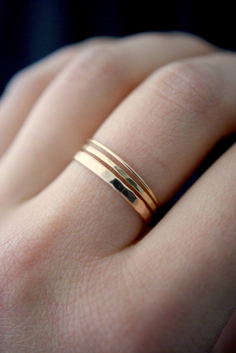 Basic Set of 3 stacking rings Gold-fill Ultra Thin Medium | Etsy