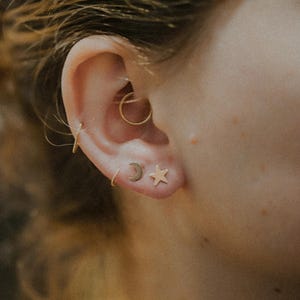 Moon Stud Earrings in 14K Gold Fill, Rose or Sterling Silver, Minimal ...
