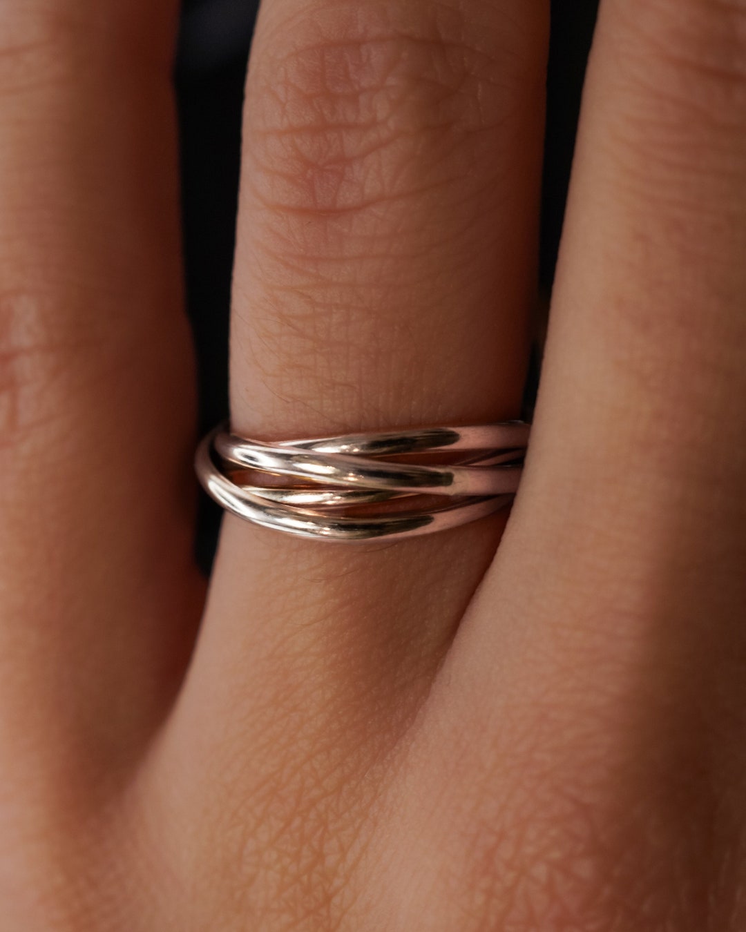 Thin Interlocking Set of 4 Rings Rose Gold, Gold Fill, or Silver ...