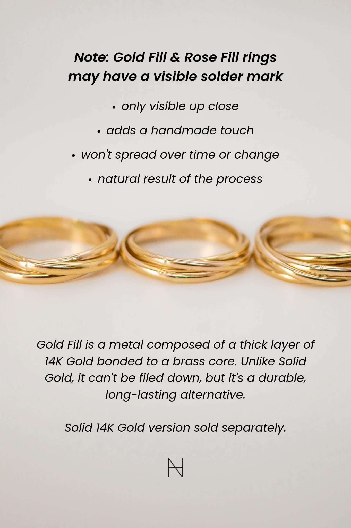 Thick Interlocking Set of 3 Rings in Silver, Gold Fill or Rose Gold ...