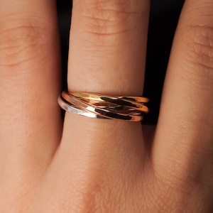 Thin Interlocking Rings, Set of 5 in Mixed Metal, Rose Gold, Gold ...