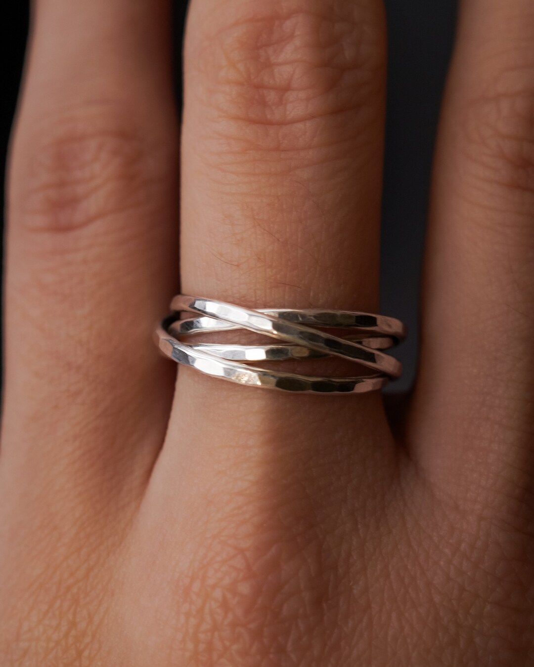 Thin Interlocking Set of 4 Rings Rose Gold, Gold Fill, or Silver ...