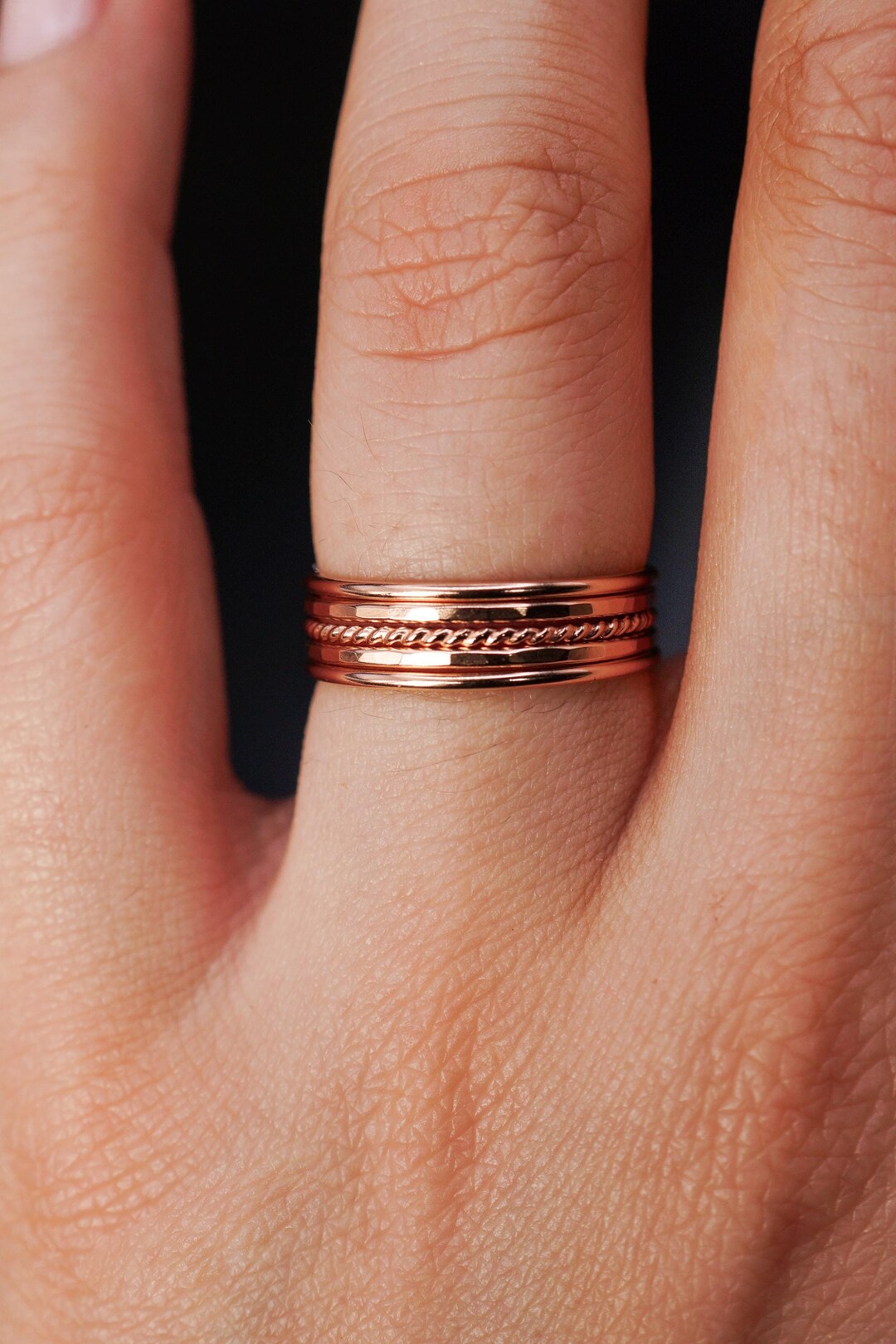 The Classic Twist Set of 5 | 14K Rose Gold Fill | Pack of Rings, Rope ...