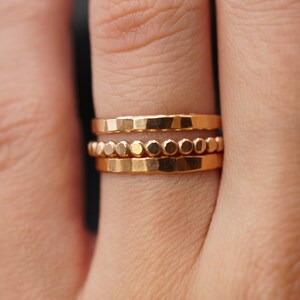 Mini Bead & Extra Thick Set of 3 | 14K Gold Fill | Set of Three Ring ...