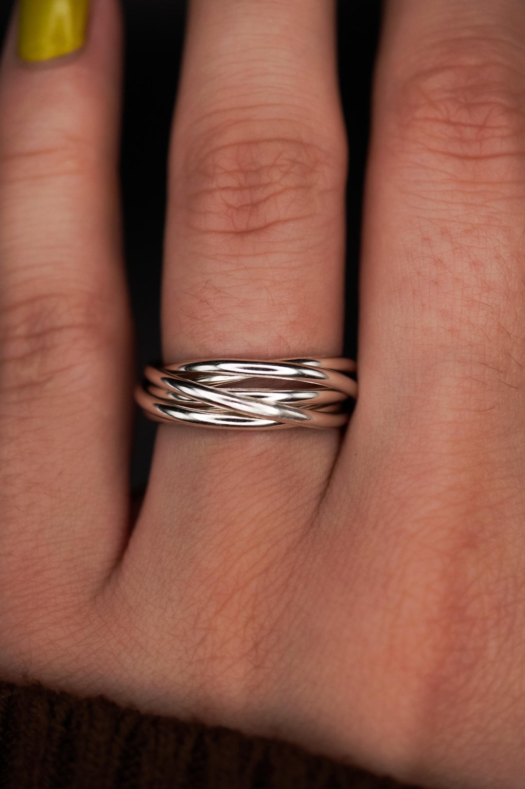 Thin Interlocking Set of 6 Rings | Rose Gold, Gold Fill, or Silver ...