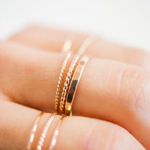 Dainty Rose Gold Stacking Ring Sets, Ultra Thin, Twist Rings, Stacked ...