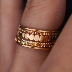 Bead Textured Ring Set of 6, 14K Gold Fill, Medium Thick, Textures ...