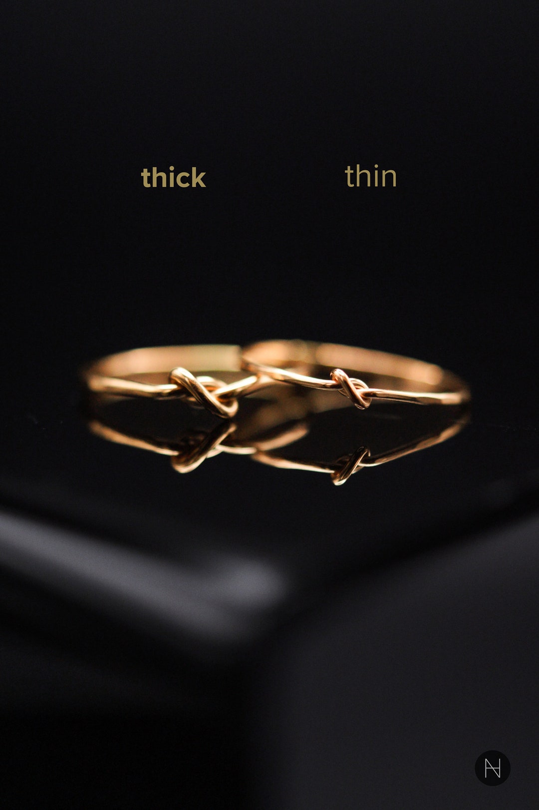 Closed Knot Ring, SOLID 14K Yellow Gold, Delicate Thin, Durable Thick ...