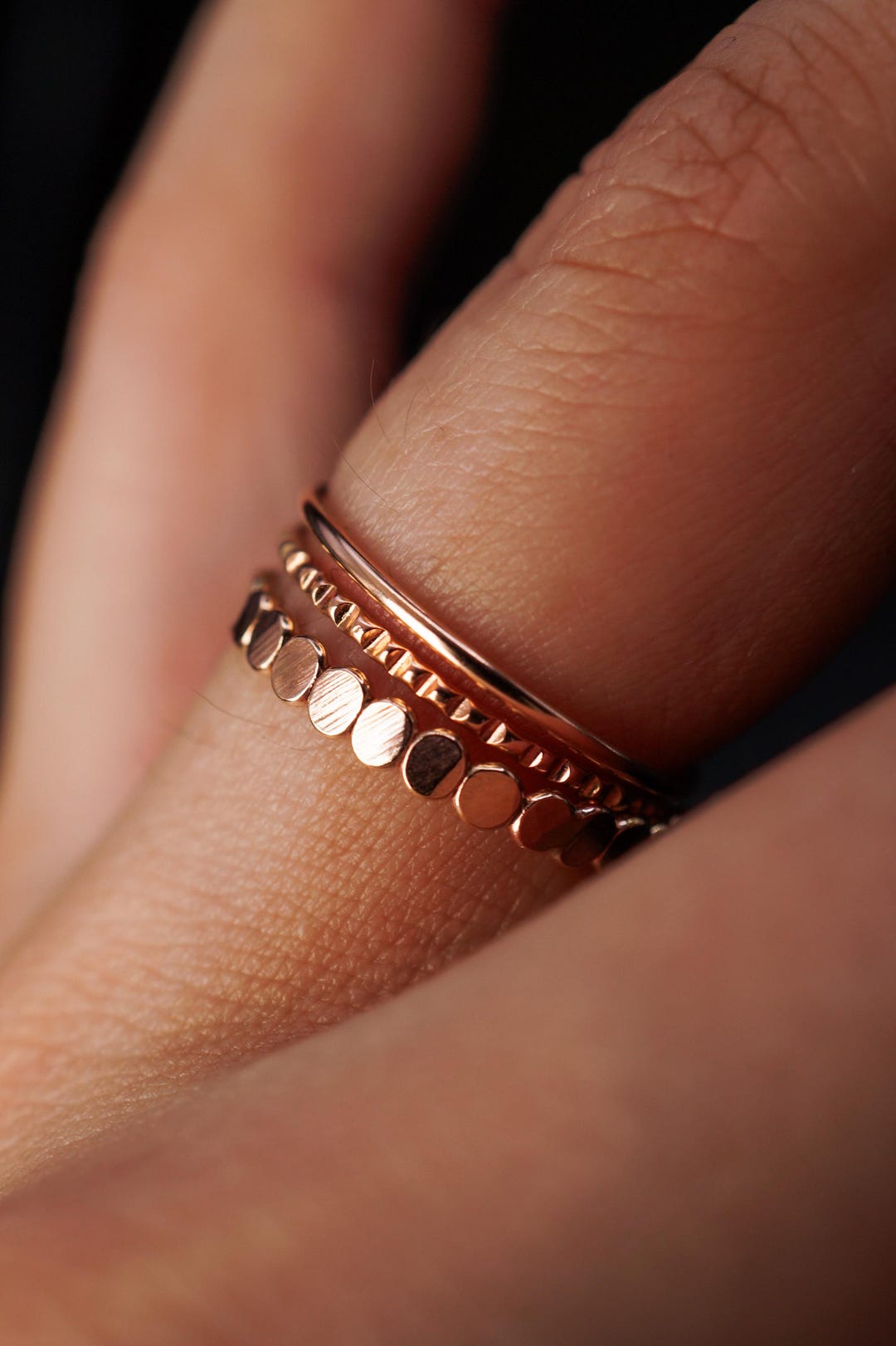 Textured Stacking Ring Set | Sterling Silver, Gold Fill, Rose Gold Fill ...