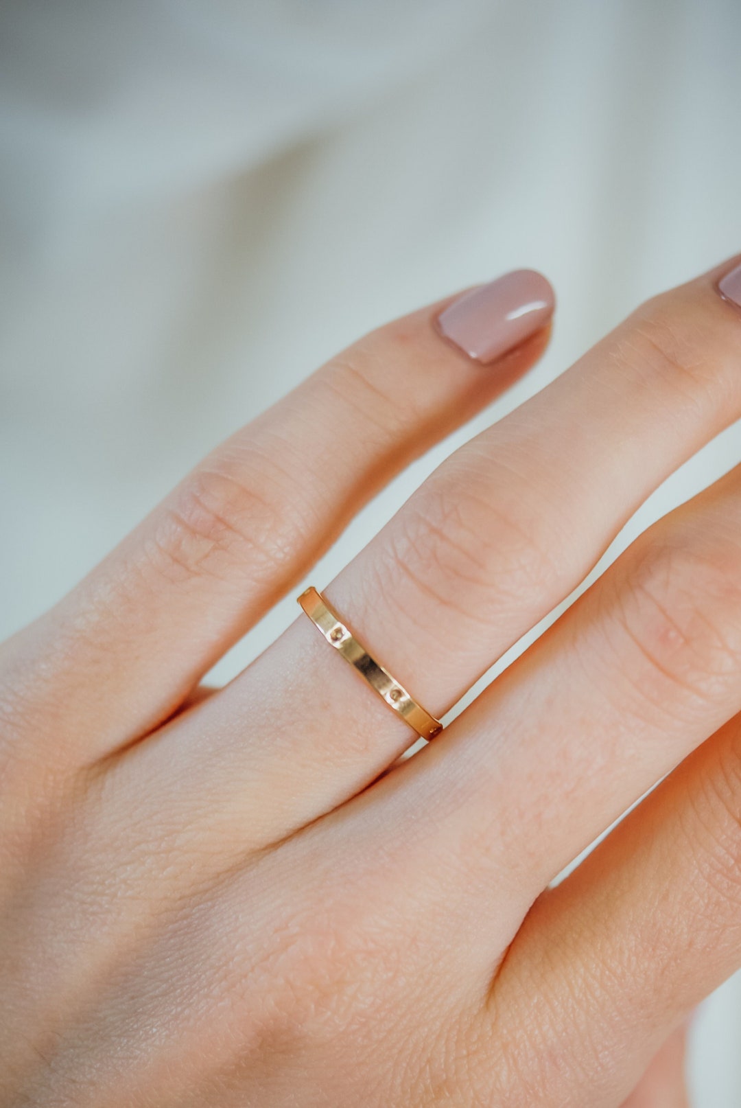 Dotted Mirror Band in SOLID 14K Gold, Dotted Ring, Bridal, Wedding Band ...