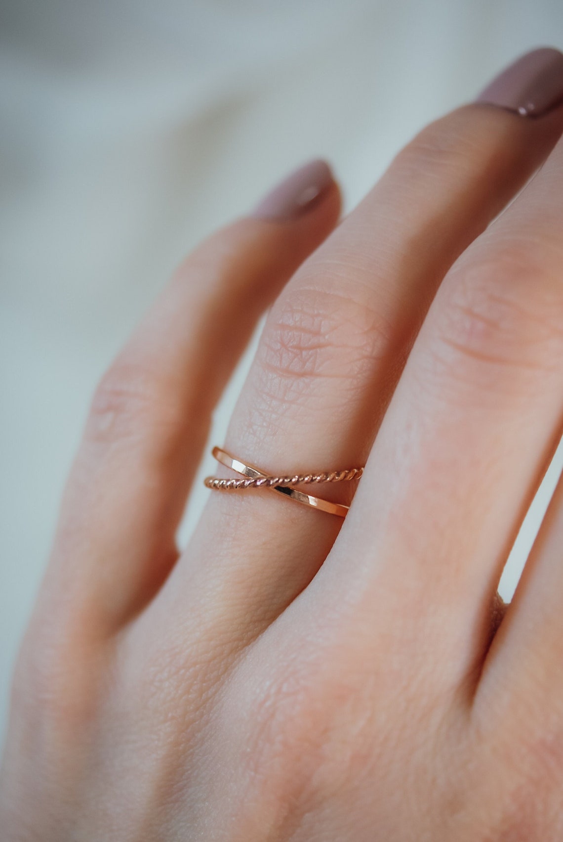 Twist Interlocking Ring Set of 2 in SOLID 14K Gold or Rose - Etsy