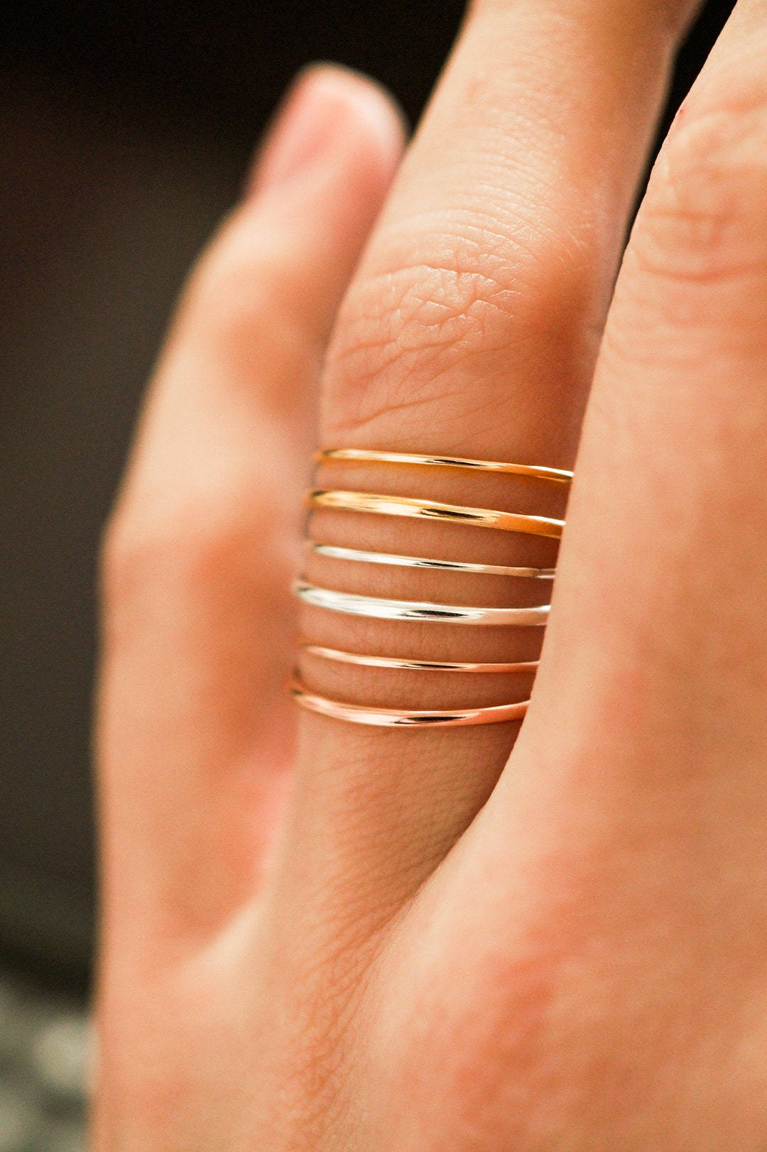 Ultra Thin and Thick Stacking Set of 2 Rings in 14K Gold Fill, Rose ...