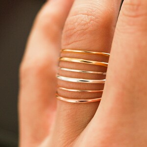 Ultra Thin and Thick Stacking Set of 2 Rings in 14K Gold Fill, Rose ...