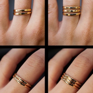Extra Thick Stacking Ring | 14k Gold Filled | Smooth, Hammered | Simple Stackable Subtle ...