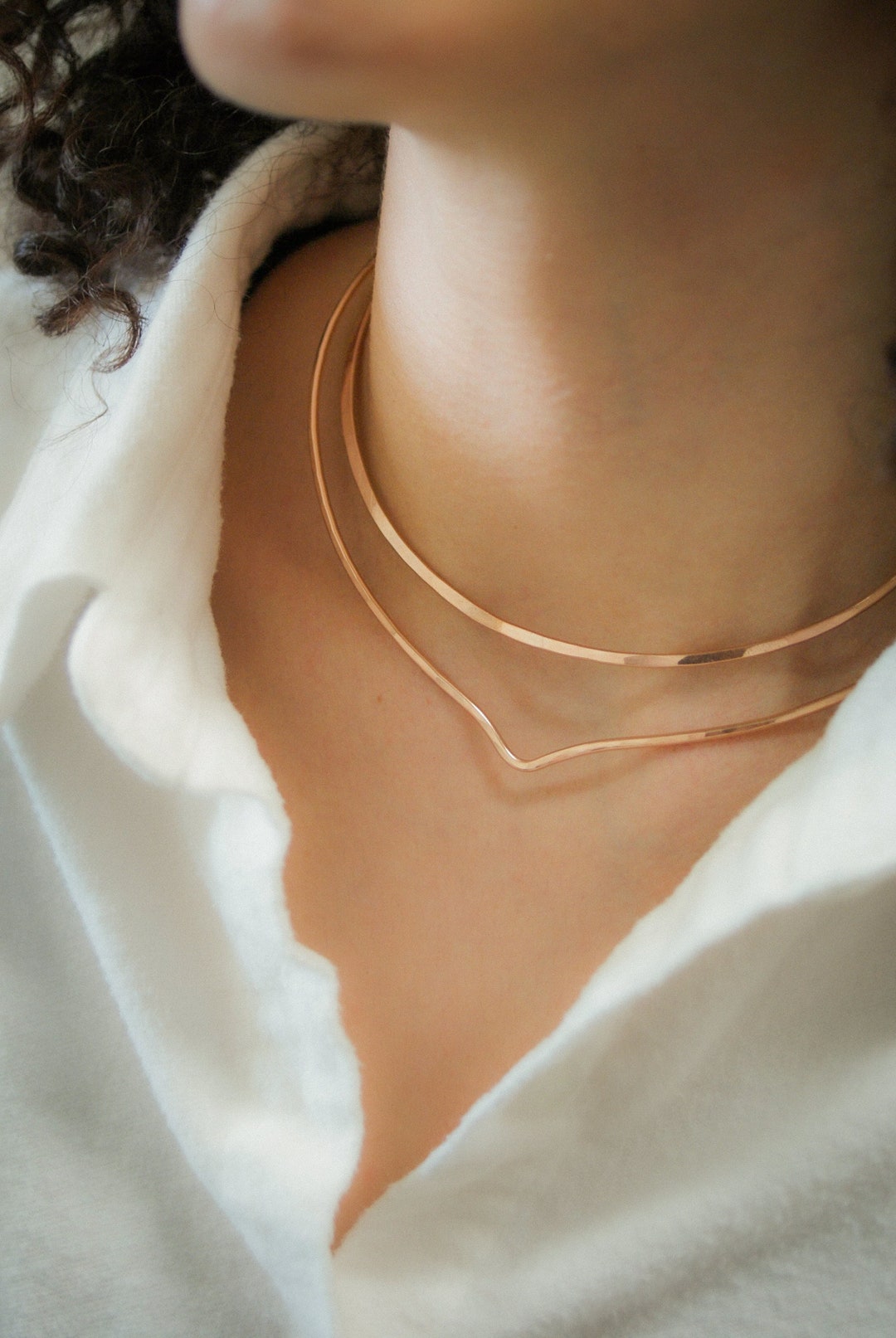 Teardrop Collar Necklace in 14K Rose Gold-fill, V-shaped Choker ...