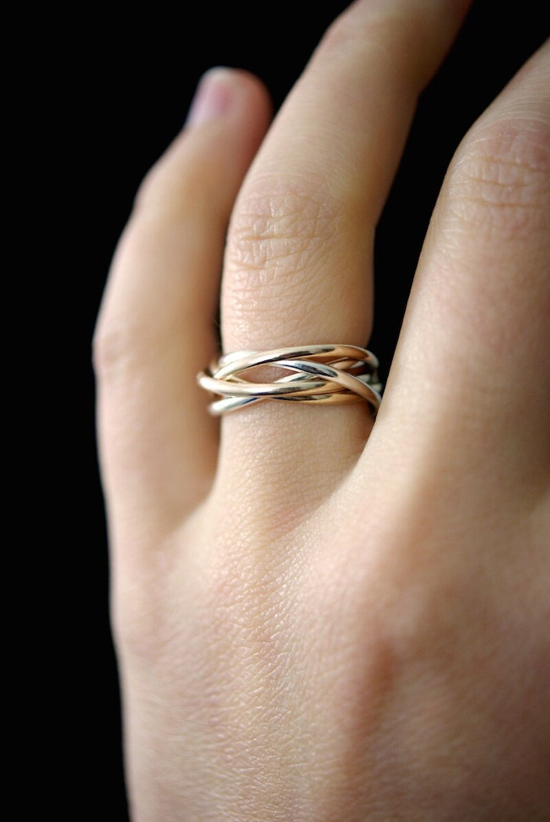 SOLID Thin Interlocking Ring Set of 5 in Rose Gold Gold - Etsy