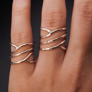 Curved Wraparound Ring in Sterling Silver, Wrapped Modern Statement ...