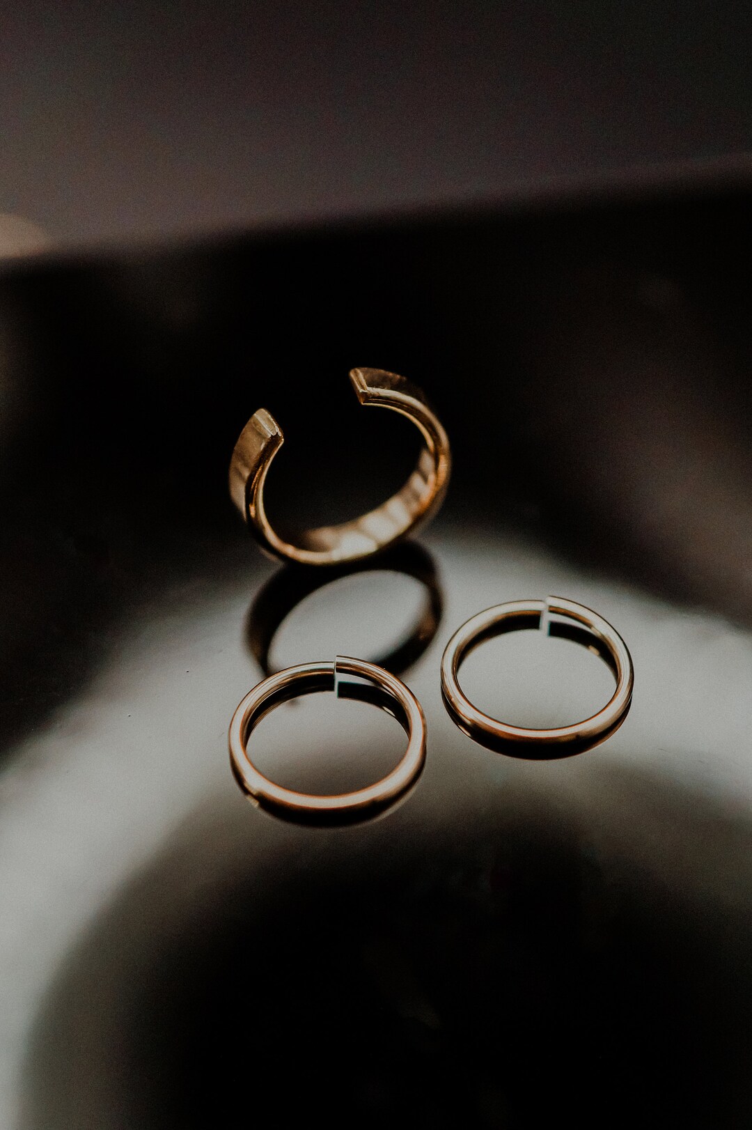 Huggies and Mirror Ear Cuff Set of Earrings, 14k Gold Fill, Rose Gold ...